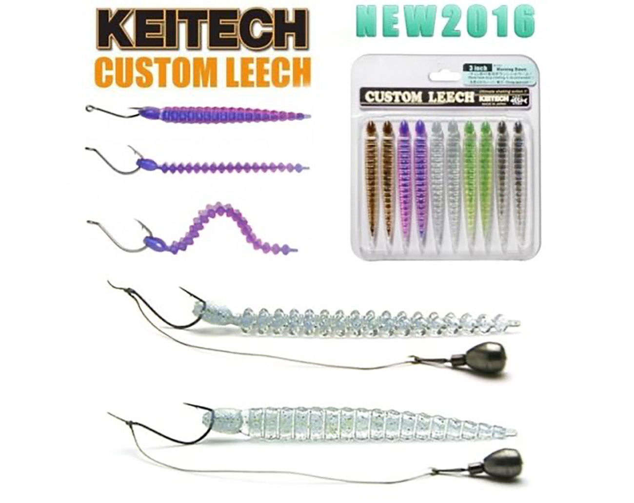 Keitech Custom Leech 7,6 cm | Fiskedrag - Dropshot Jigg